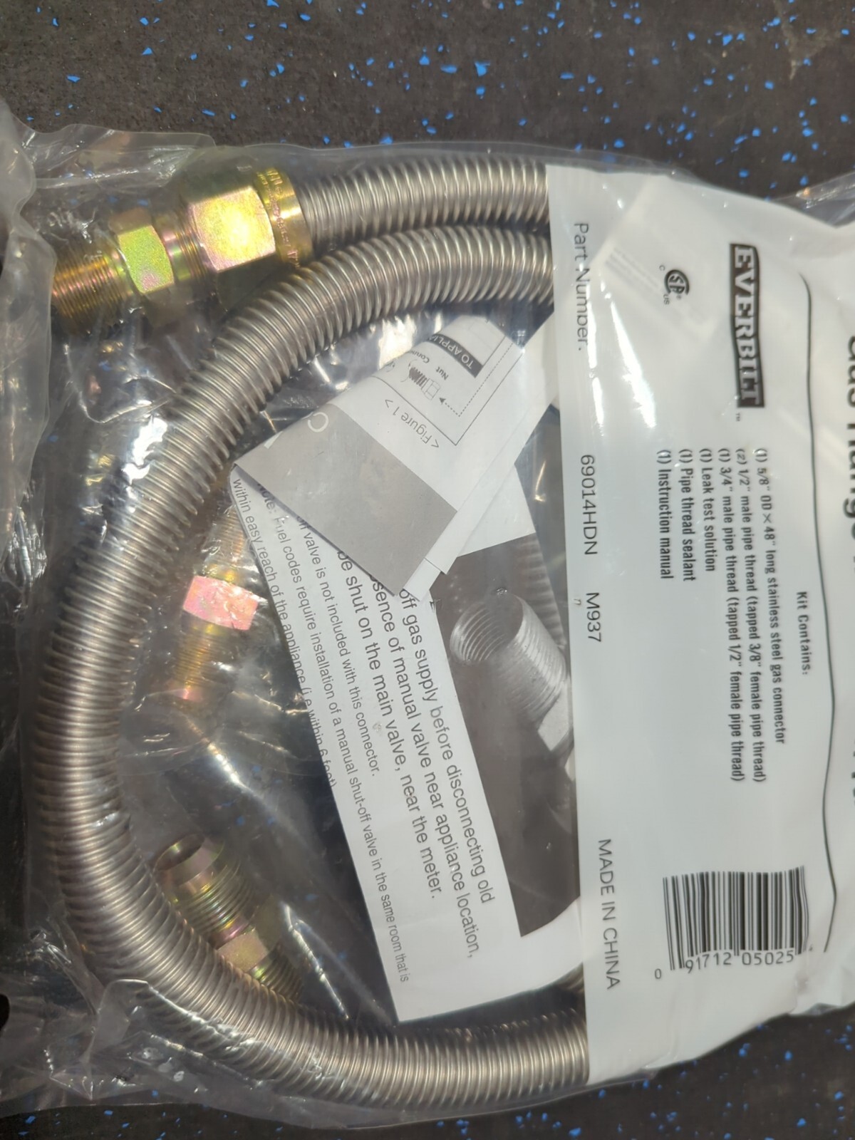 Everbilt 69014HDN Gas Range Installation Kit Stainless Steel 5/8" X 48 ...