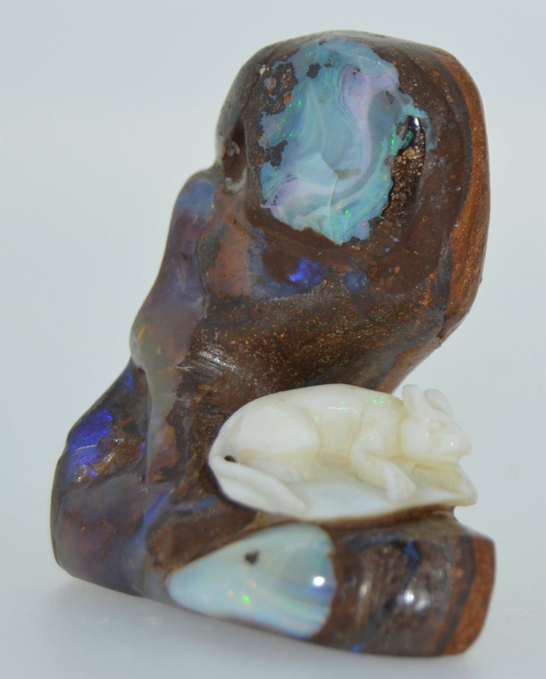 Black Boulder Opal & Australian Opal Carved Mouse Netsuke Figure | eBay