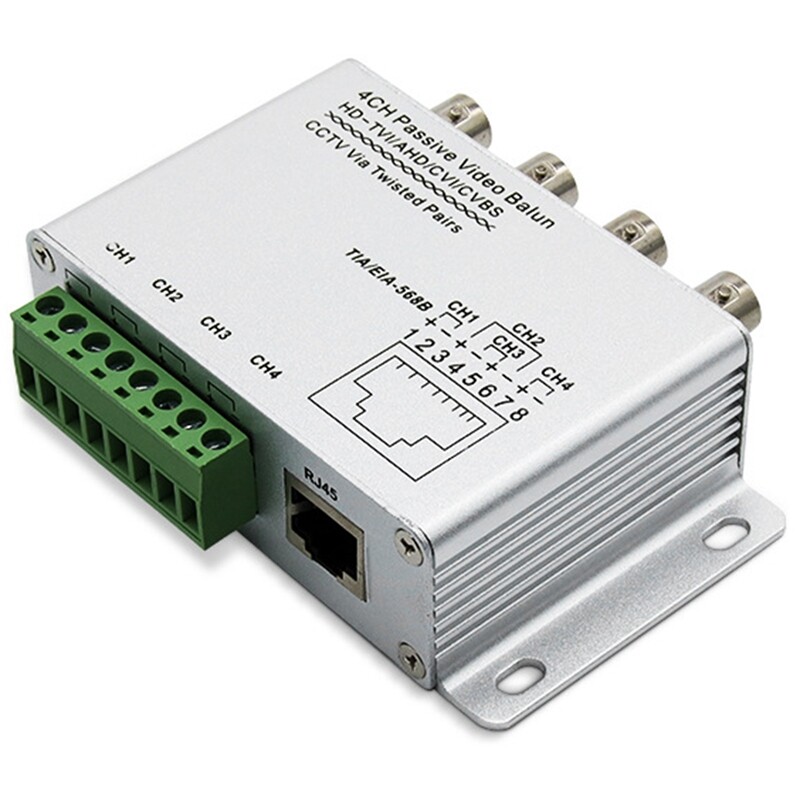 4CH Passive Video Balun for TVI CVI AHD Cameras CCTV Via Twisted Pairs ...