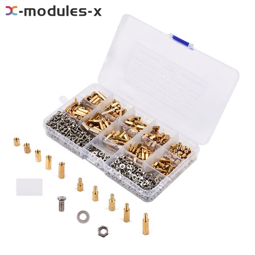 910PCS Hex Hexagon Copper Stud Screw Boxed Stud Set M3 Bolt Screw Round ...