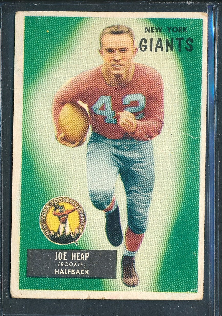 1955 Bowman Football #55 JOE HEAP New York Giants ~ GOOD to VG (wrinkle ...