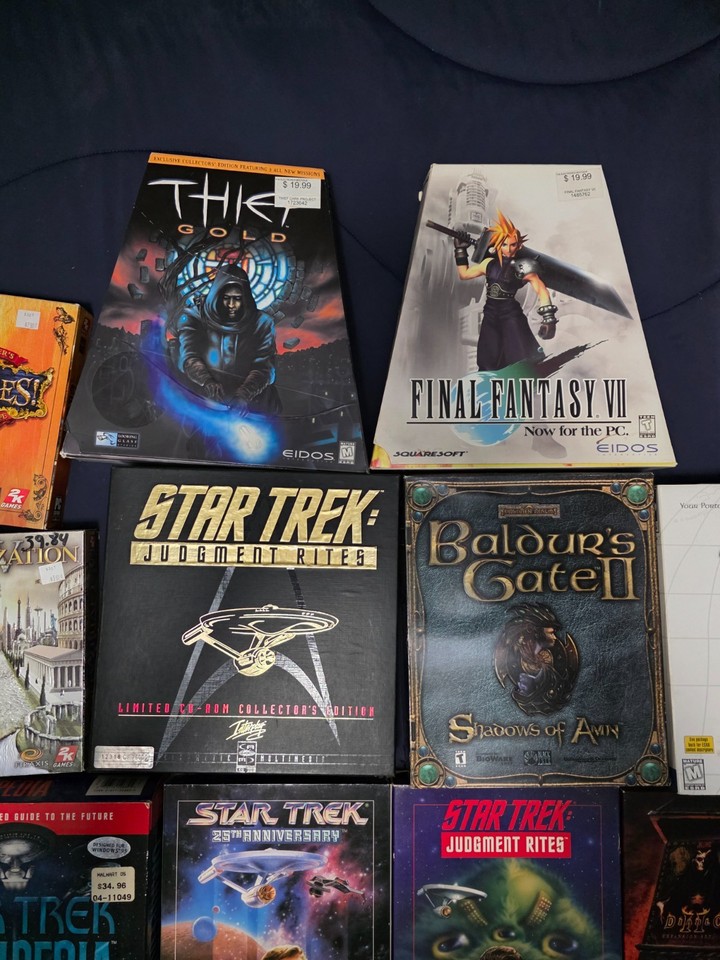 Vtg PC Big Box Lot Thief Gold Final Fantasy VII Star Trek Ltd Baldurs ...