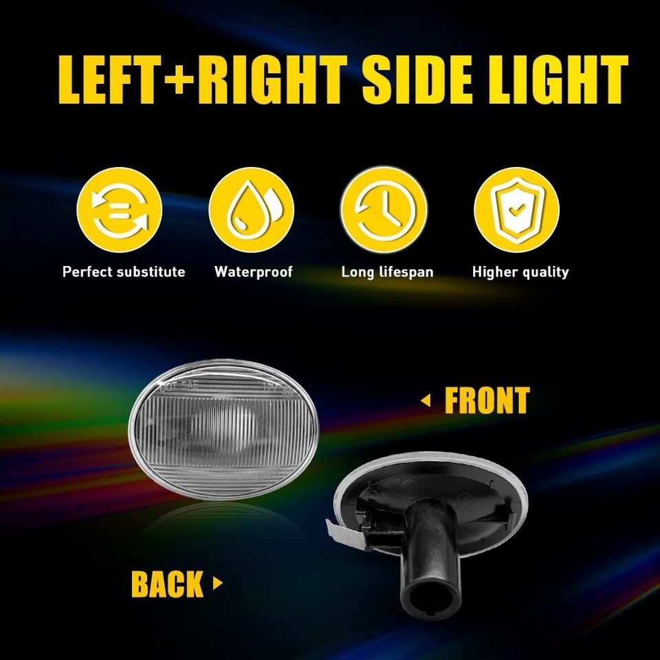 Pair Lens Clear Front Side Marker Light Fit 2005-2015 MINI R55 R56 R57 ...