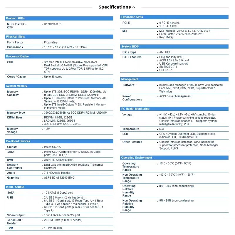 Supermicro X12DPG-QT6 motherboard Dual Socket LGA-4189 Chipset Intel ...