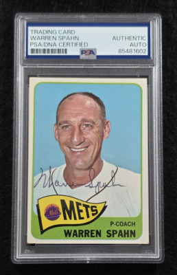 1965 WARREN SPAHN Signed Topps Trading Card-Hall of Fame-BRAVES-METS ...