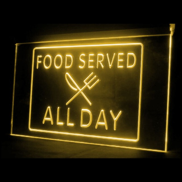 110004 Food Served All Day Restaurant Delicious Display LED Light Sign ...