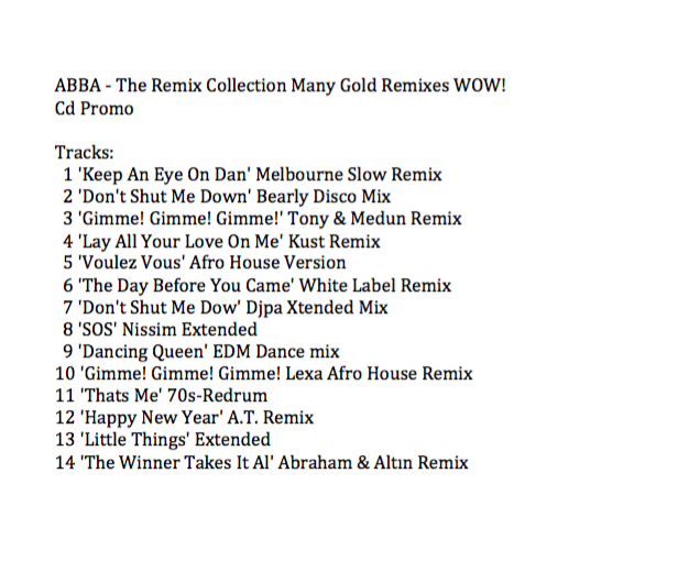 ABBA - The Remix Collection Many Gold Remixes WOW! Cd Promo | eBay