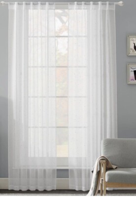 2 Juicy Dainty Rhinestone White Sheer Rod Pocket Window Panels Curtain ...
