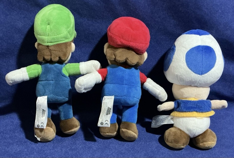 Official Nintendo Super Mario Bros Wii Luigi Blue Toad Plush Beanie ...