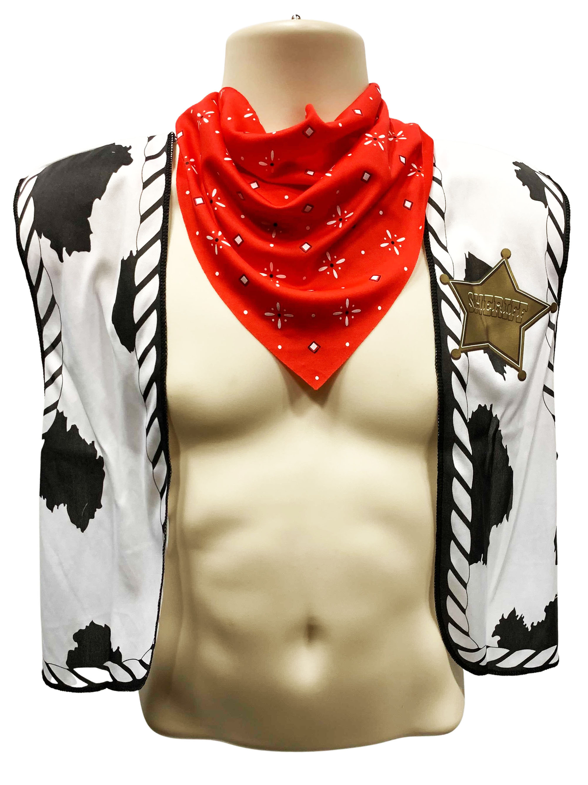 Woody Adult Costume Kit Toy Story Movie Hat Cow Print Vest Bandana ...