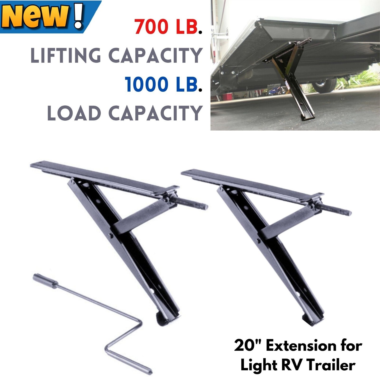 Tent Trailer Stabilizer Jack 20" Extension for Light RV Pop-up Camper ...