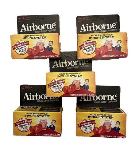 Airborne Effervescent Tablets Very Berry 10 Tablet tubes ( Pack of 5 ...