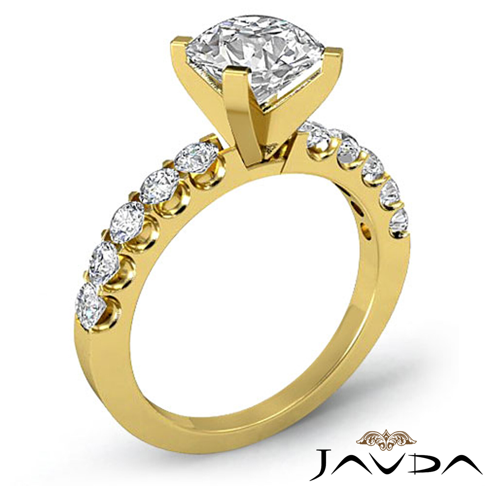French Pave Set Round Cut Diamond Engagement Ring GIA F Color VS2 ...