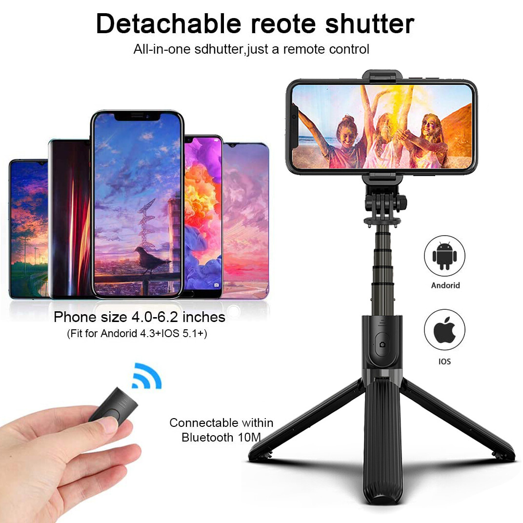 360° Rotation Selfie Stick Tripod Compatible with iPhone, Android ...