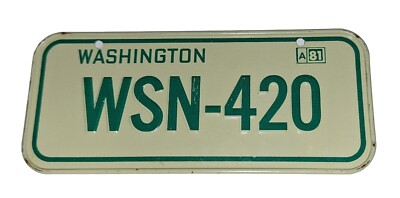 Vintage 1981 Washington Bicycle License Plate WSN-420 FOUR TWENTY 420 ...