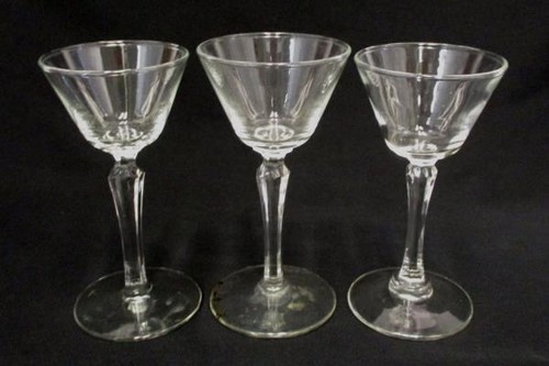 Lot of 3 Clear Hexagon Stem Cordial Wine Glasses Footed Wedding Party 5 ...