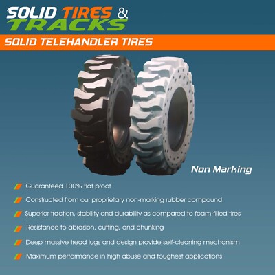 1300-24 Solid Telehandler Tires 4 + Rims 1300x24 for Gradall Gehl Genie ...