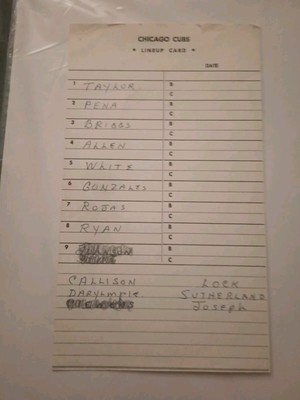Game Used Philadelphia Phillies Lineup Card Dick Allen Tony Taylor Bill ...
