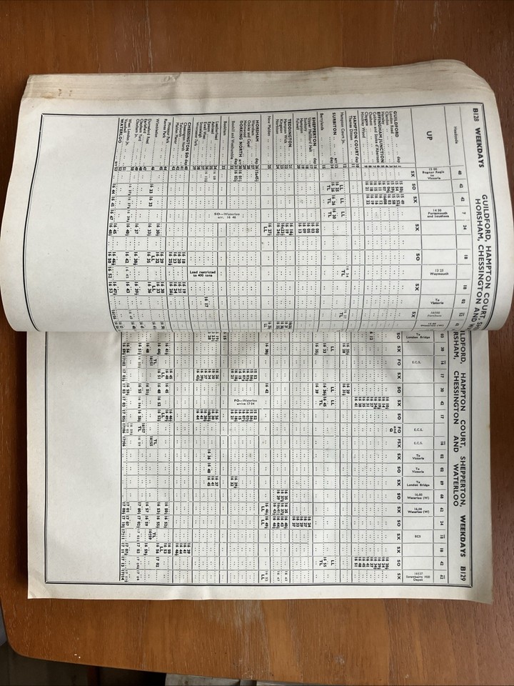 British Rail Southern Region, Working Time Table Of Passenger Trains ...