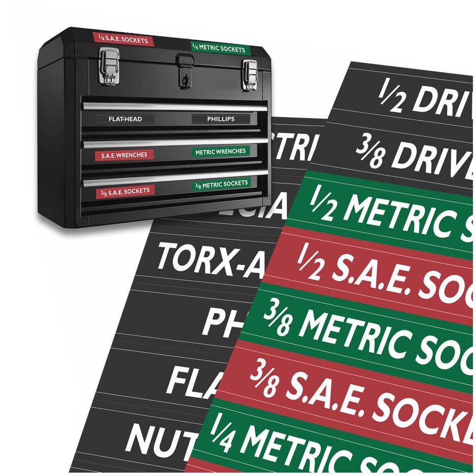 2 PACK TOOLBOX LABELS peel & stick organize all tool boxes, storage ...