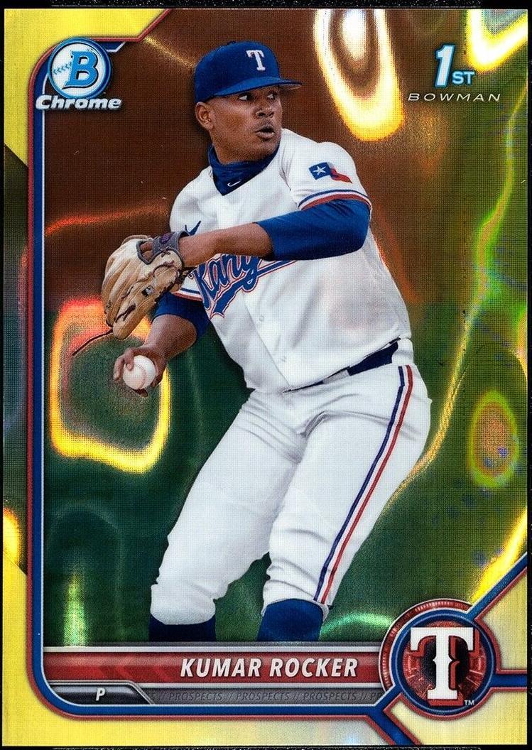 2022 Bowman Draft - Chrome Kumar Rocker #BDC-164 Yellow Lava Refractor ...