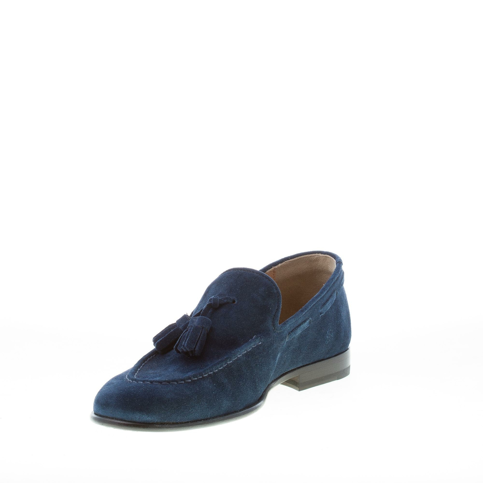 MARINI men shoes Blue suede made in Italy almond toe loafer with ...