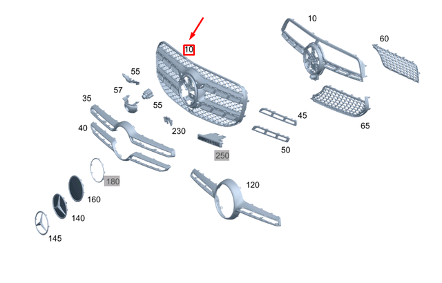 MERCEDES-BENZ GLE W167 Radiator Protective Grille A1678880100 GENUINE ...