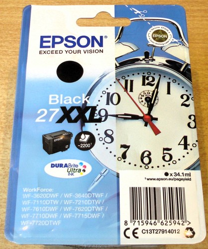 GENUINE EPSON 27XXL Black cartridge ORIGINAL T2791 ALARM CLOCK ink box date 2026 | eBay