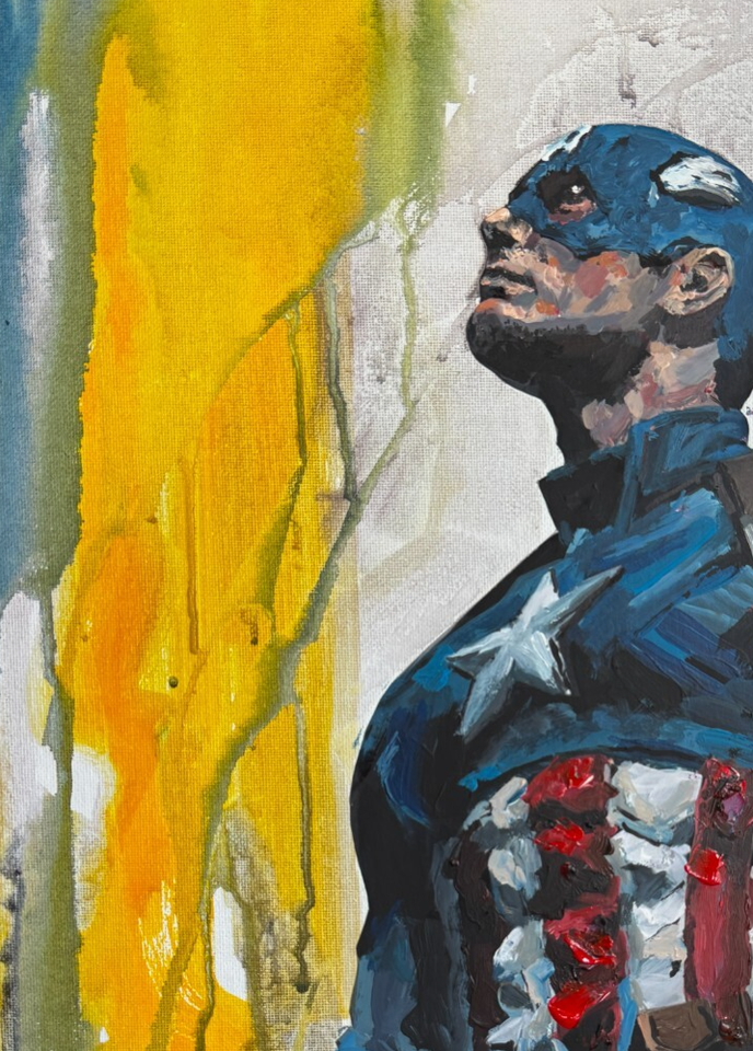 Original Impasto Captain America Portrait Comic Painting Wall Art on ...