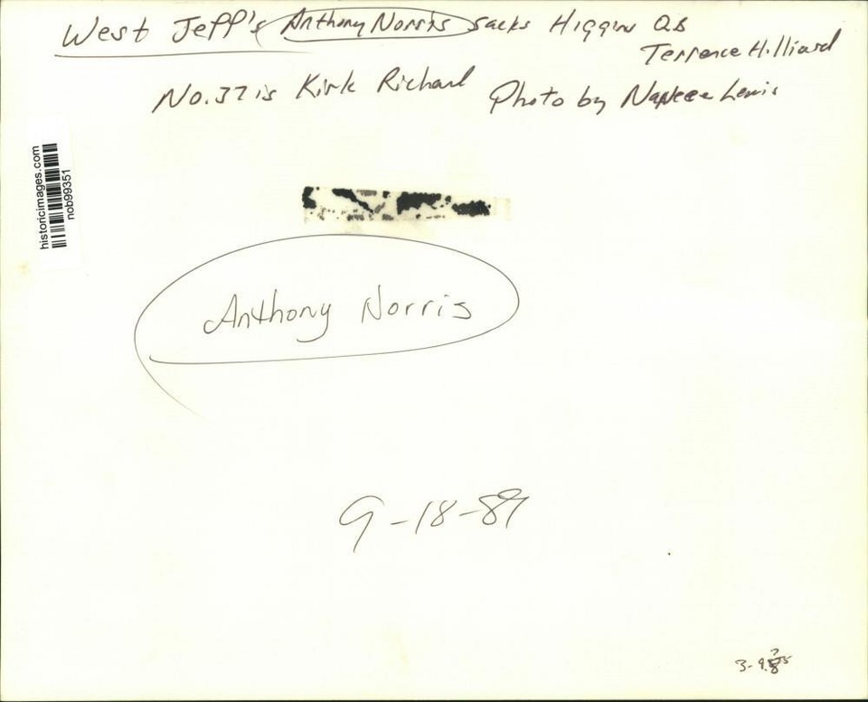 1989 Press Photo Anthony Norris Of West Jefferson High Sacks Higgins ...