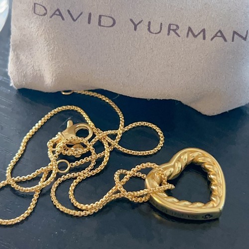 DAVID YURMAN LARGE HEART 18K GOLD BOX CHAIN NECKLACE | eBay