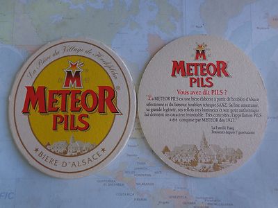 Bar Coaster: Brasserie METEOR Pils ~ Biere D' Alsace, FRANCE ~ Brewed ...