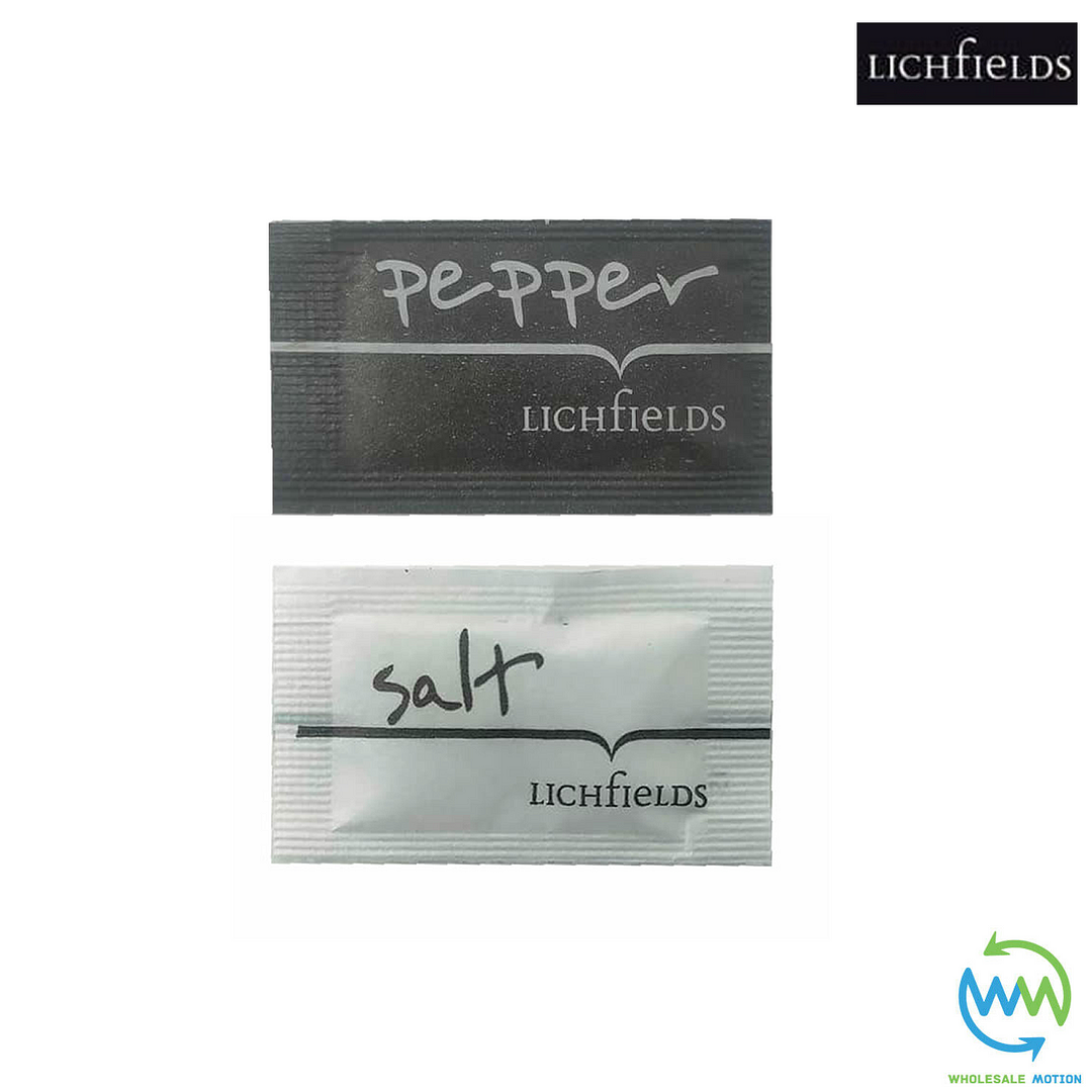 SALT & PEPPER Sachets LICHFIELDS Individual PORTION Sachet Condiments ...