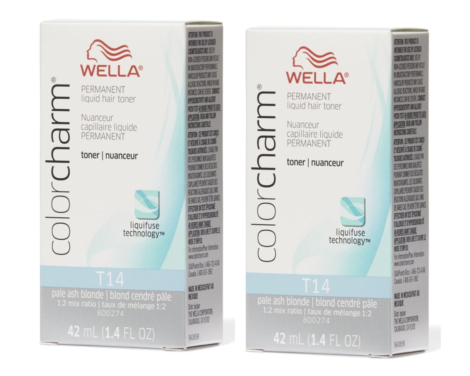 Wella Color Charm T14 Pale Ash Blonde Liquid Hair Toner 1.4 fl oz (PACK ...