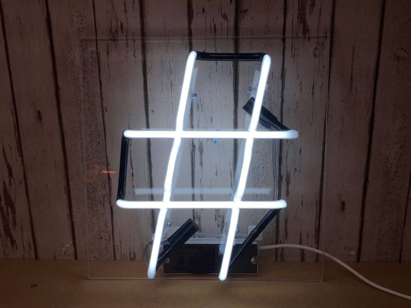Hashtag Acrylic Neon Lamp Sign 14"x10" Light Glass Hanging Decor Poster ...