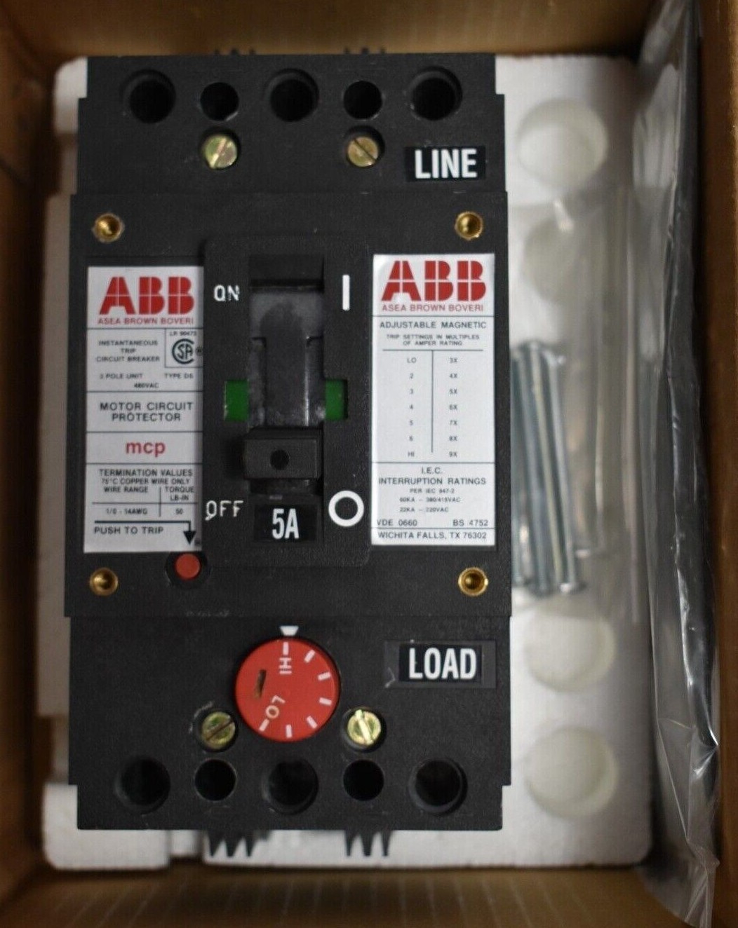 ABB DSM43005L MOTOR CIRCUIT PROTECTOR MCP BREAKER 3P 5A 480V for sale ...