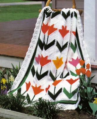 SPRINGTIME Tulip Afghan/Crochet Pattern INSTRUCTIONS ONLY | eBay
