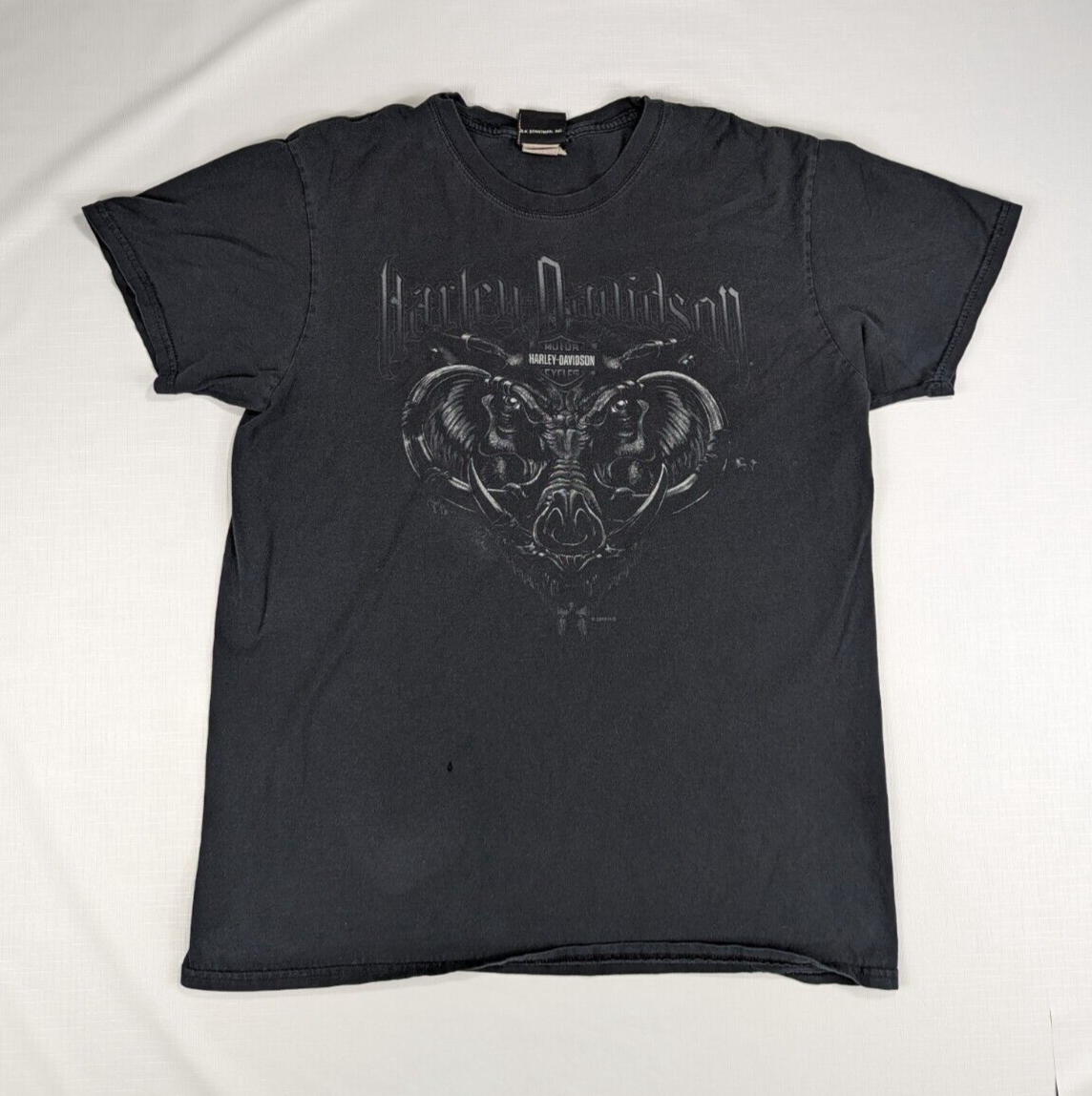 Harley Davidson Hog Pig Graphic Black T Shirt 2 Sided Men's Large ...