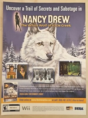 Nancy Drew The White Wolf Nintendo Wii Original Sega Print Ad - 8" X 10 ...