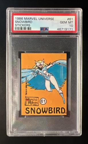 1986 Comic Images Marvel Universe Stickers SNOWBIRD #61 GRADED PSA 10 ...