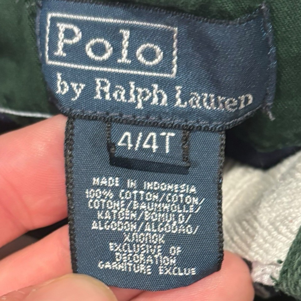 Polo Ralph Lauren 4T Boys Retro Rugby Shirt Large Logo Green Navy ...