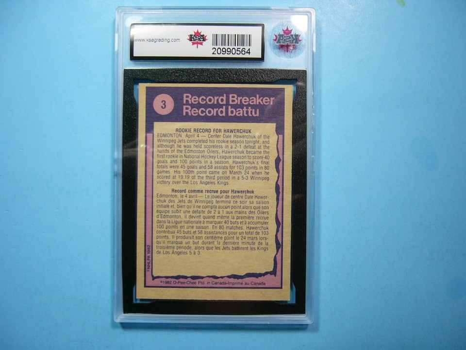 1982/83 O-PEE-CHEE NHL HOCKEY CARD #3 DALE HAWERCHUK ROOKIE RB KSA 9 ...