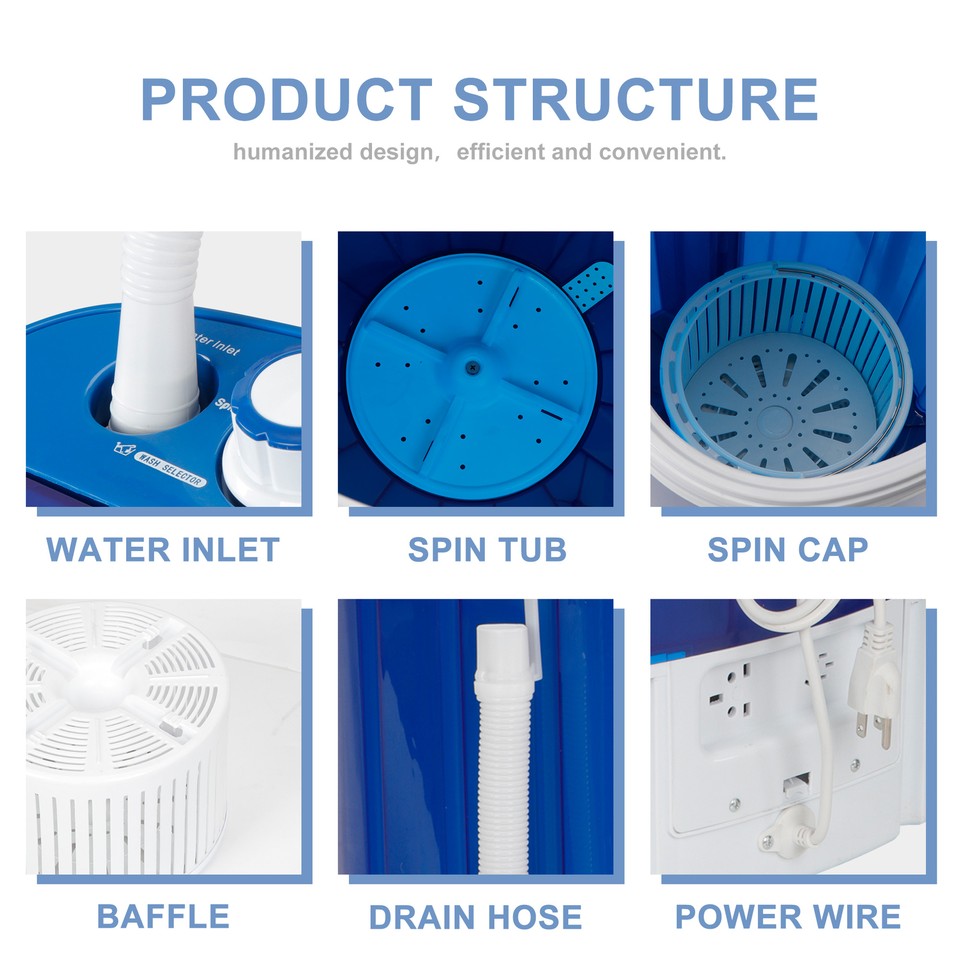Portable Compact Mini laundry Washing Machine Washer&Spinner Drain Pump ...