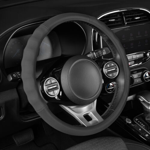 Soft Touch Leather Gray Steering Wheel Cover with Grooves, Advanced ...