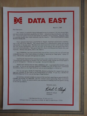 Data East Legal Warning Ad Promo Original Magazine Pull Out ...