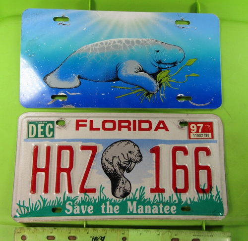 1997 Florida save The Manatee License Plate & Manatee Art Plate🔥Nice!🔥 ...