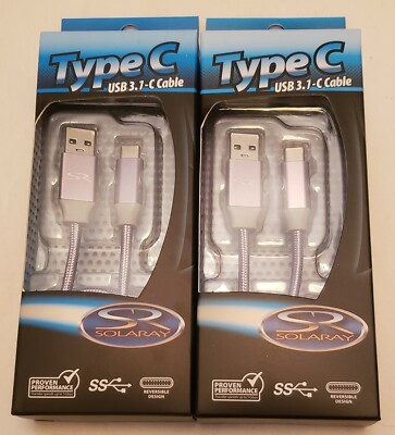SOLARAY USB-C Charging cable, USB 3.1 Cable super speed-NEW LOT OF TWO ...