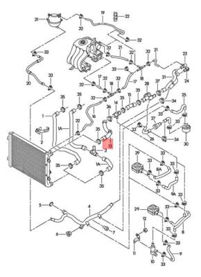 Genuine VW Jetta syncro Vento Coolant Hose Coolant Radiator/Pump ...