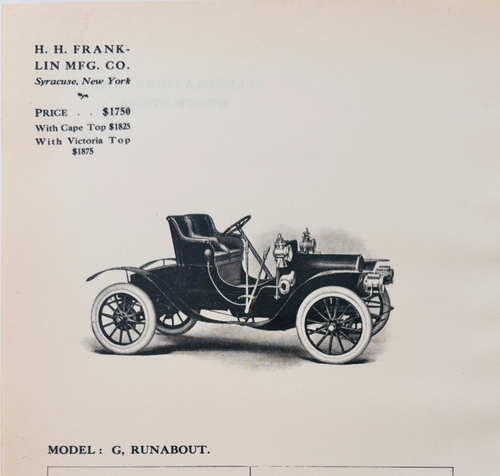 1908 H.H. Franklin MFG Model G Runabout Catalog Advertisement ...