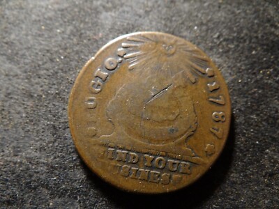 1787 Bold Fugio Club Rays Colonial Copper Penny Nice Smooth Flan Look ...
